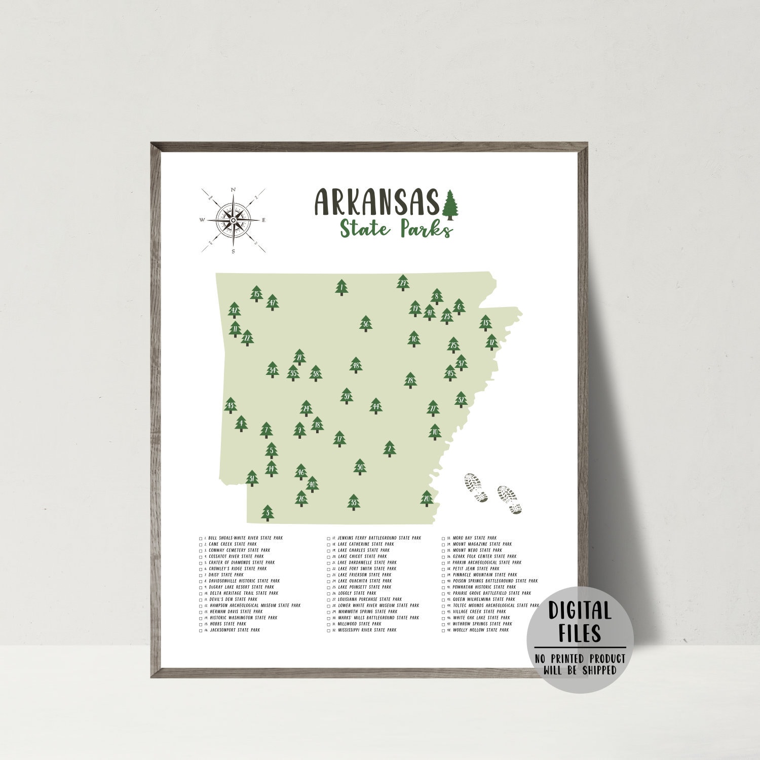 Arkansas State Parks Map Print-arkansas State Parks | Etsy