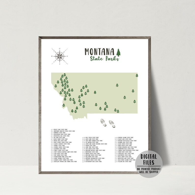 Montana State Parks Map Print-montana State Parks - Etsy