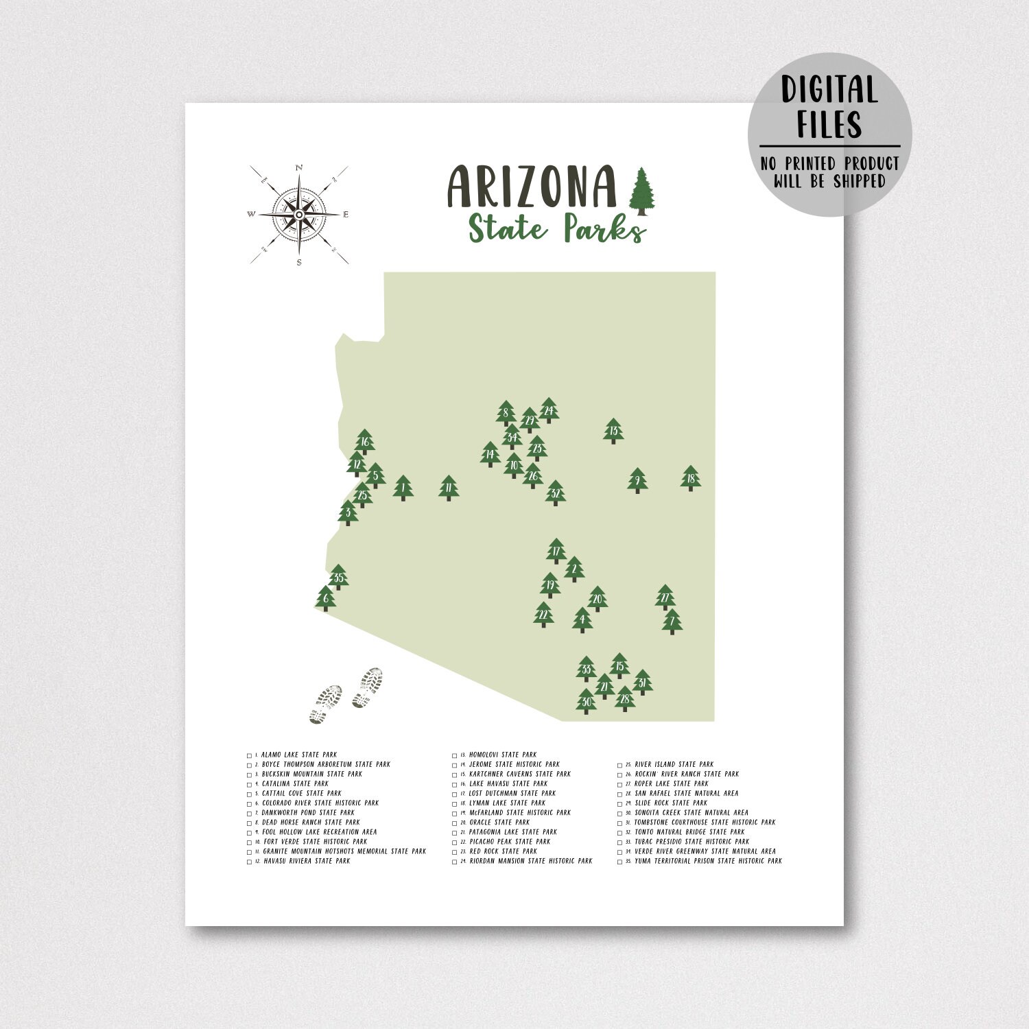 Arizona State Parks Map Print-arizona State Parks - Etsy