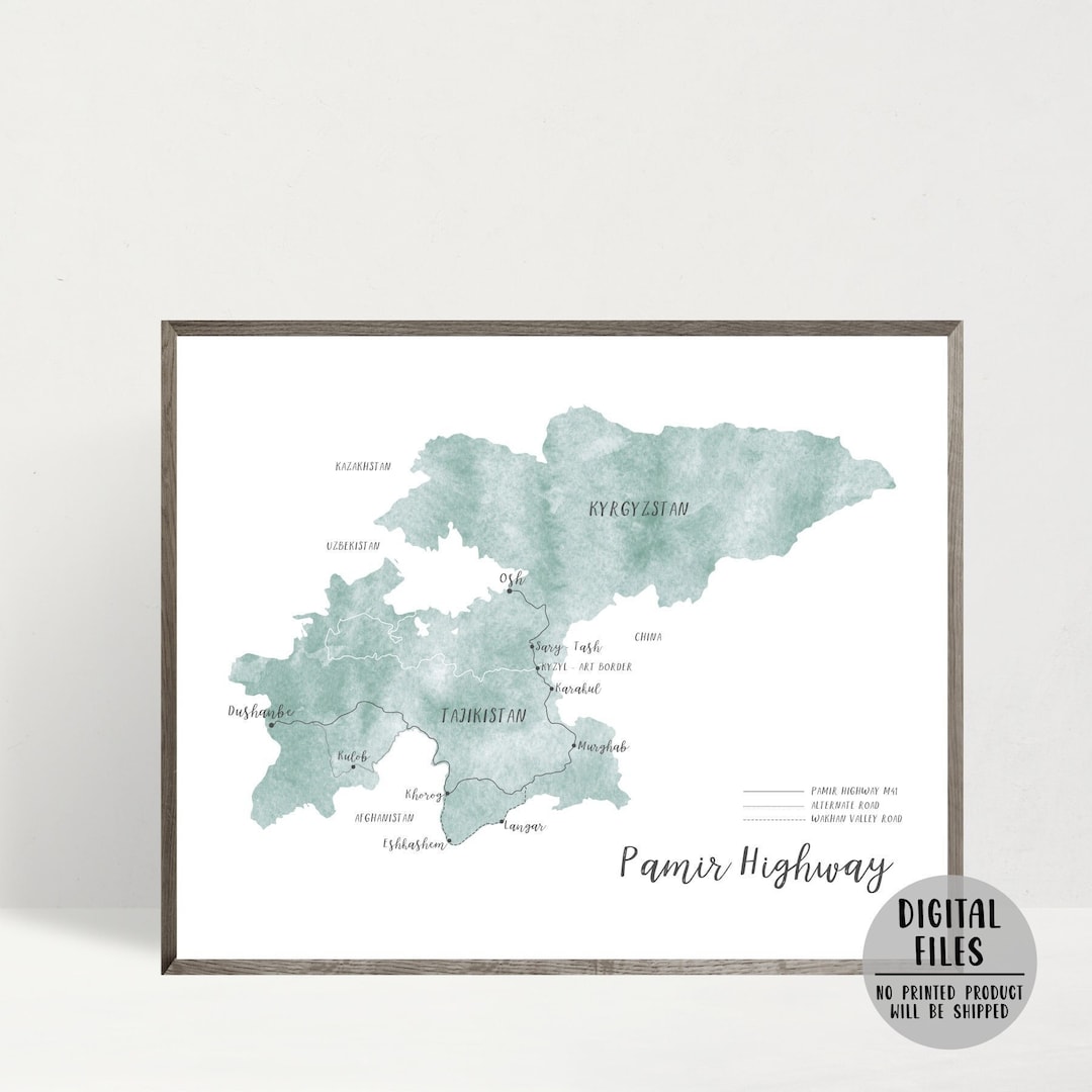 Pamir Highway Map-m41 Pamir Highway Map Print-wakhan Valley Map Poster ...