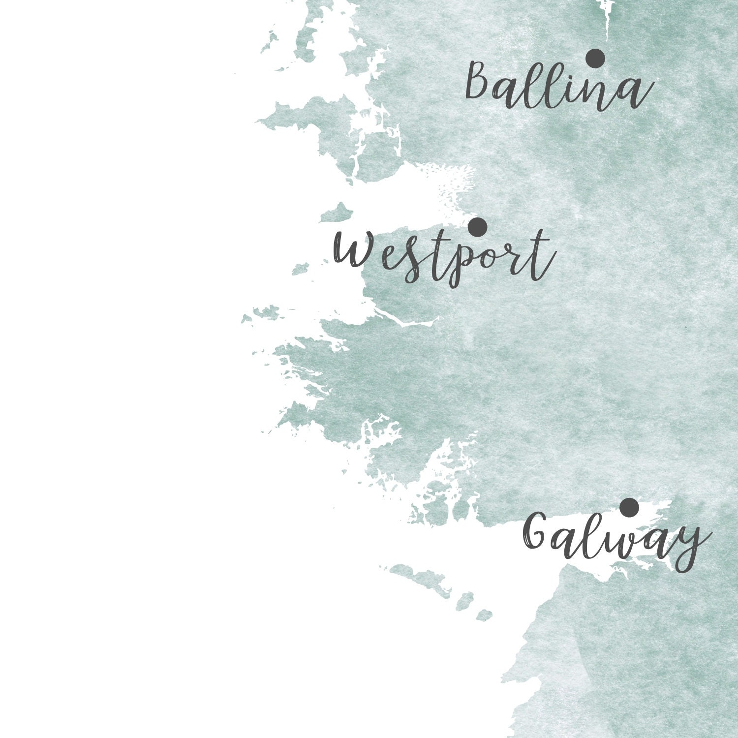 Ireland Map-ireland Poster-minimalist Map Print-watercolor Map - Etsy