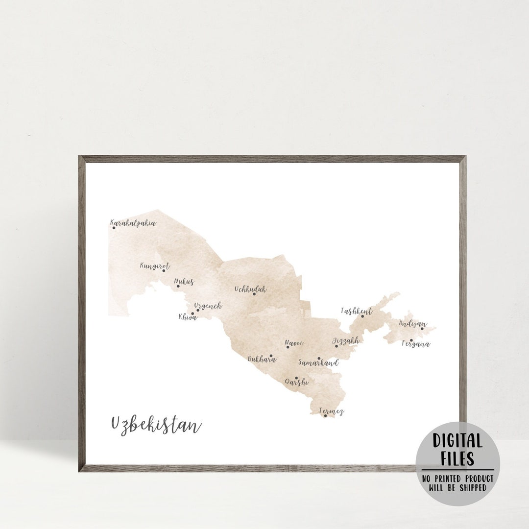 Uzbekistan Map-uzbekistan Poster-minimalist Map Print-watercolor Map ...