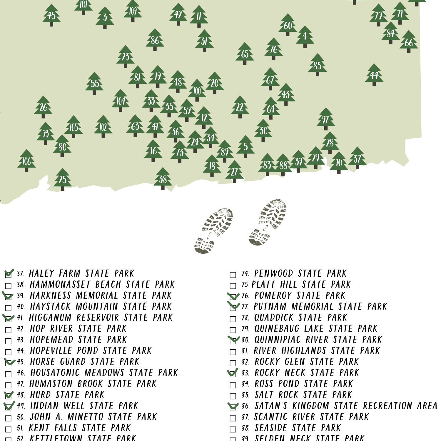 Connecticut State Parks Map-connecticut State Parks Checklist-state ...