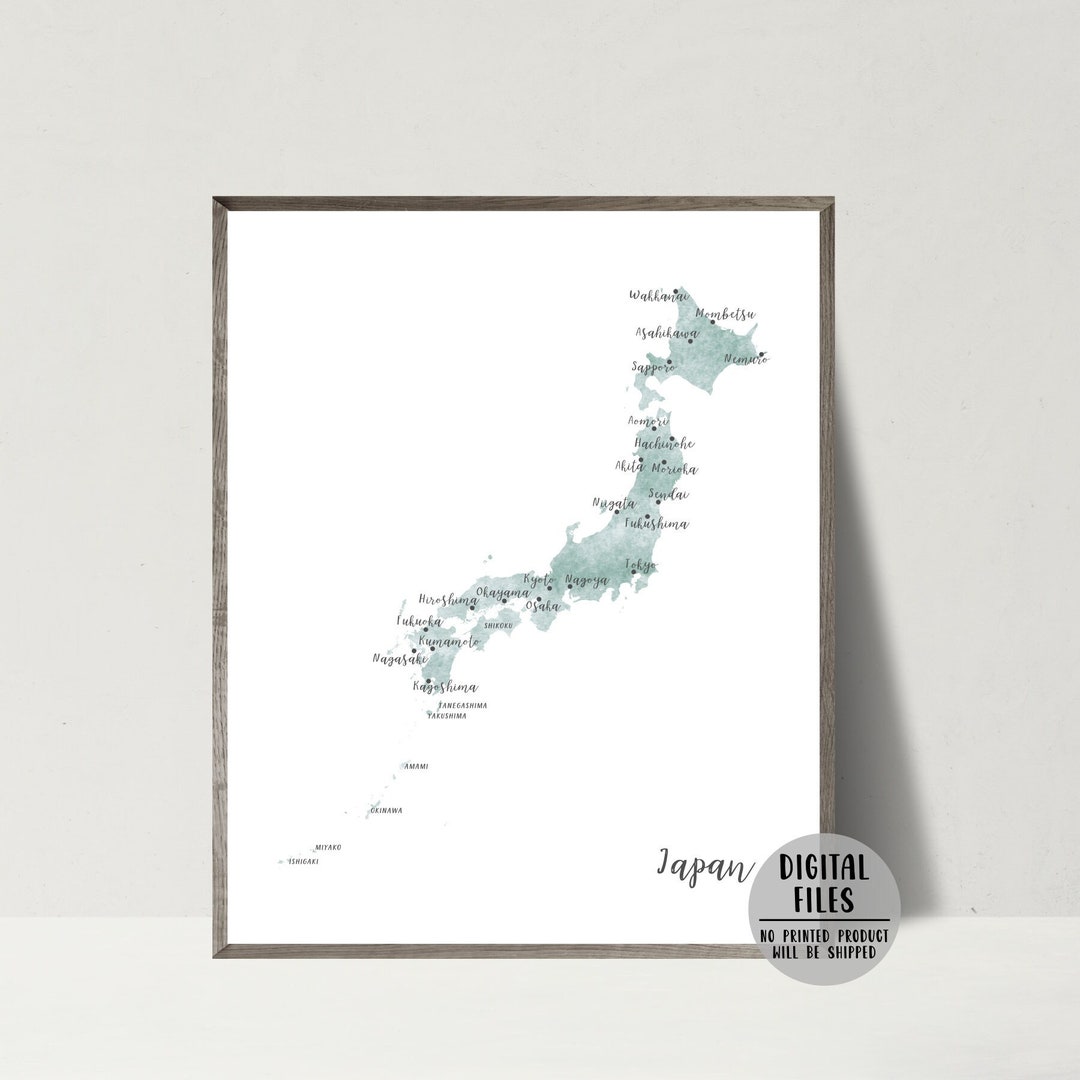 Japan Map-japan Travel Poster-minimalist Map Print-watercolor Map-gift ...