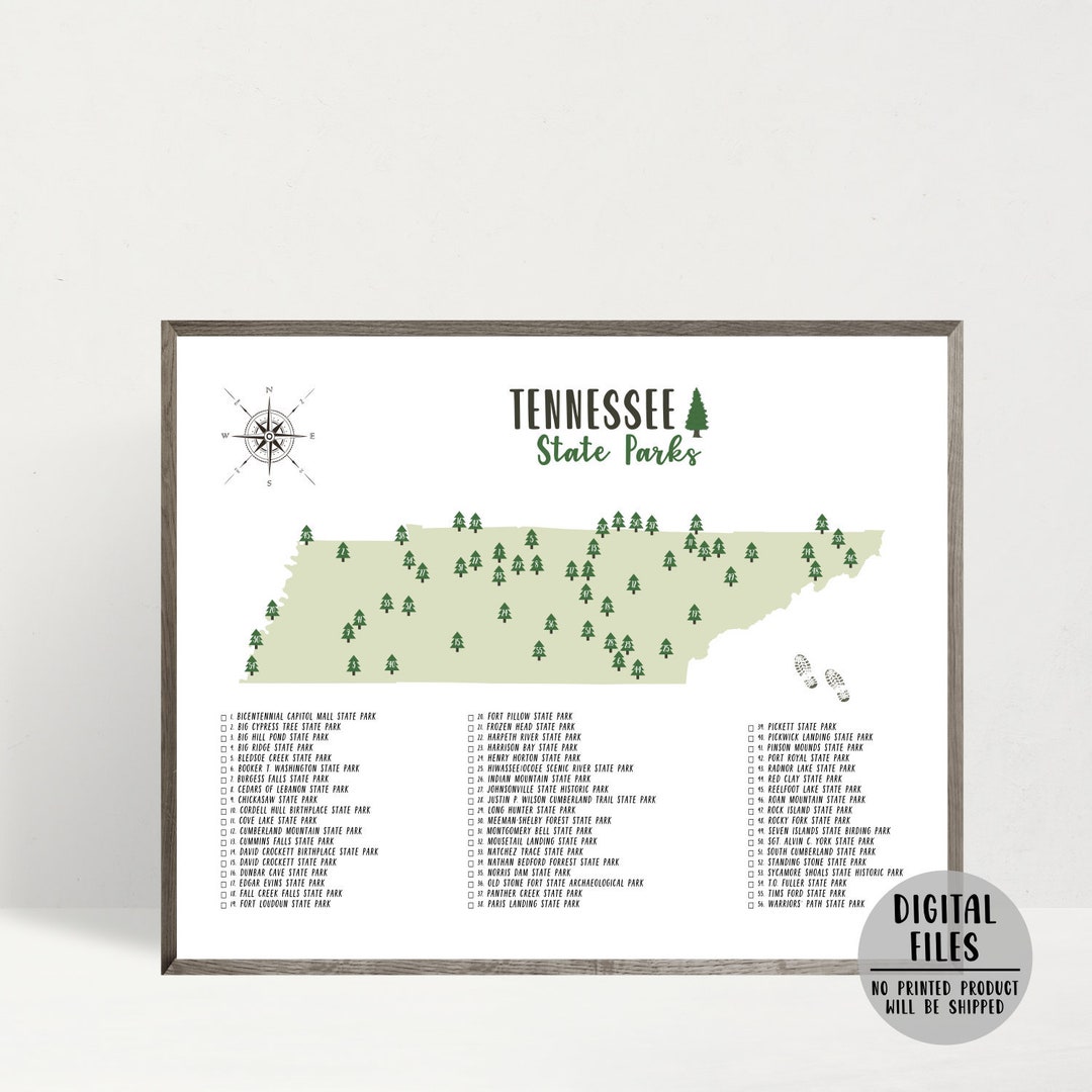 Tennessee State Parks Map-tennessee State Parks Checklist-state Parks ...