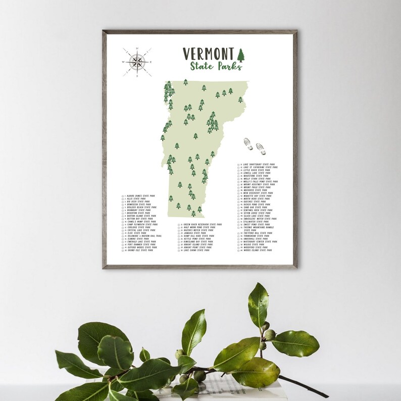 Vermont State Parks Map Print-vermont State Parks Checklist-state Parks ...