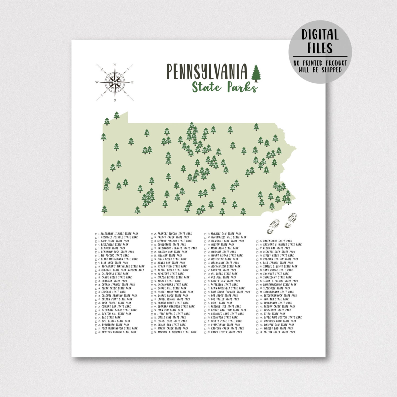 Pennsylvania State Parks Map-pennsylvania State Parks Checklist-state ...