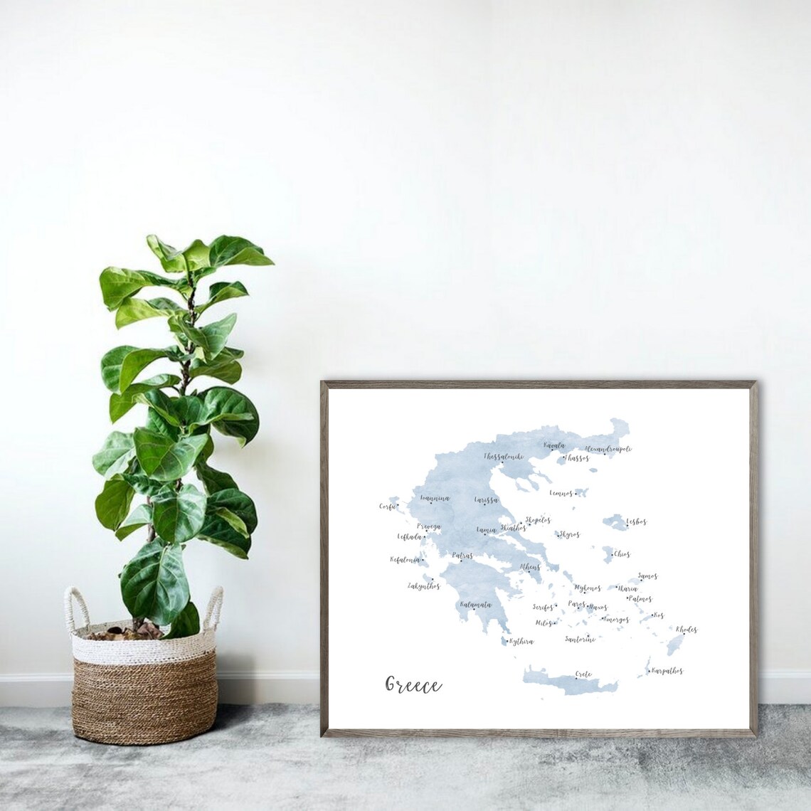 Greece Map-Greek Island Map Print-Greece Poster-Minimalist | Etsy