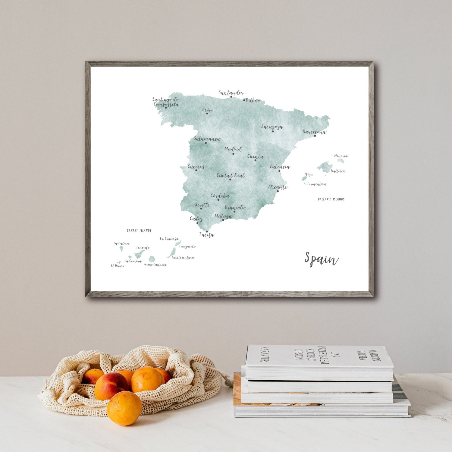 Spain Map-country of Spain Map Print-watercolor Map - Etsy