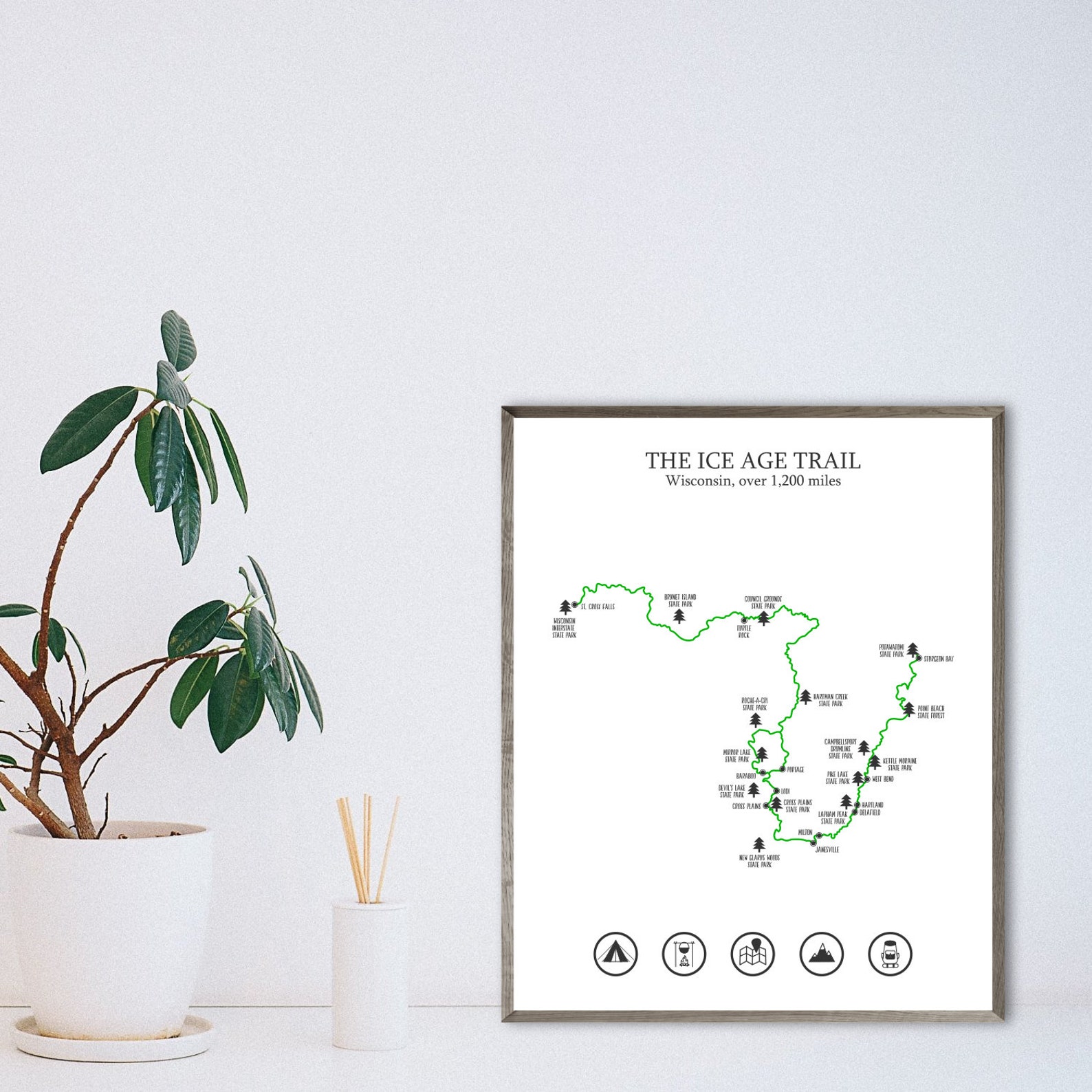 Ice Age Trail Map Print-ice Age Hiking Trail Map-ice Age Trail | Etsy