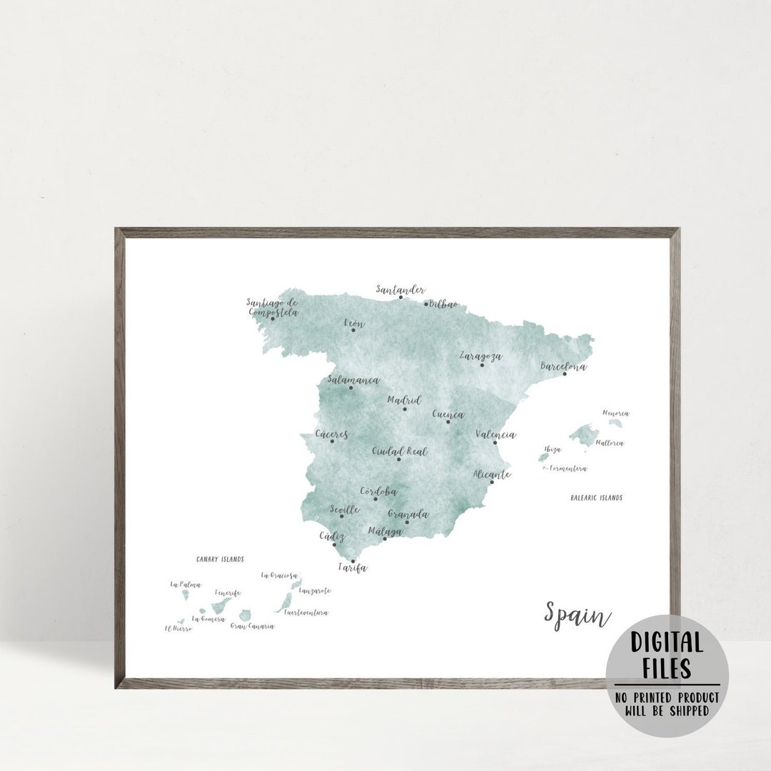 Spain Map-country of Spain Map Print-watercolor Map Poster-spain Poster ...