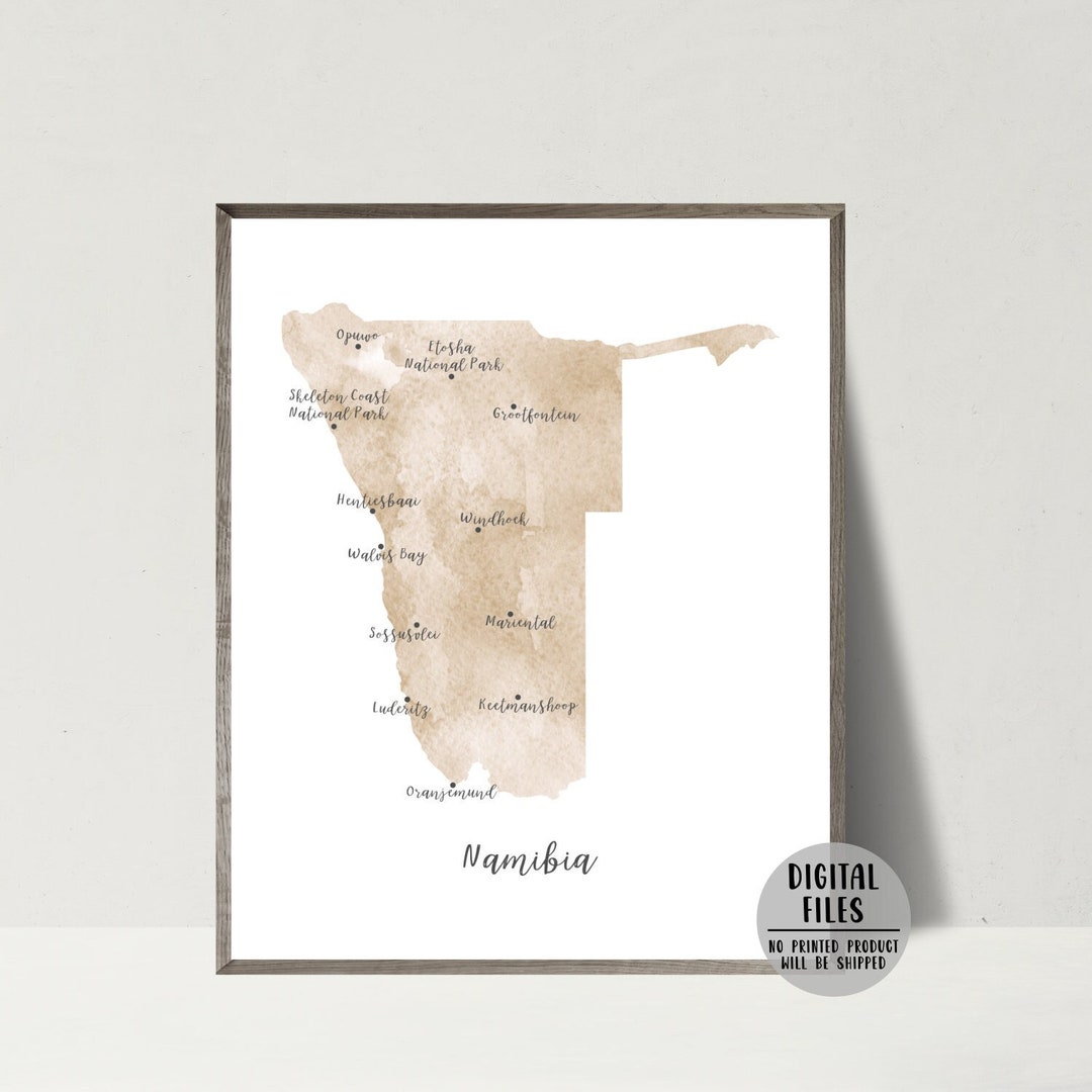 Namibia Map-namibia Map Poster-minimalist Map Print-watercolor Map ...