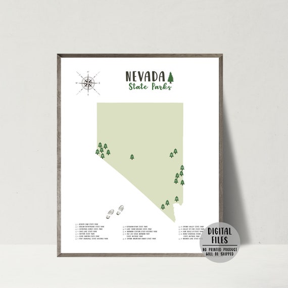 Nevada State Parks Map Print-nevada State Parks | Etsy