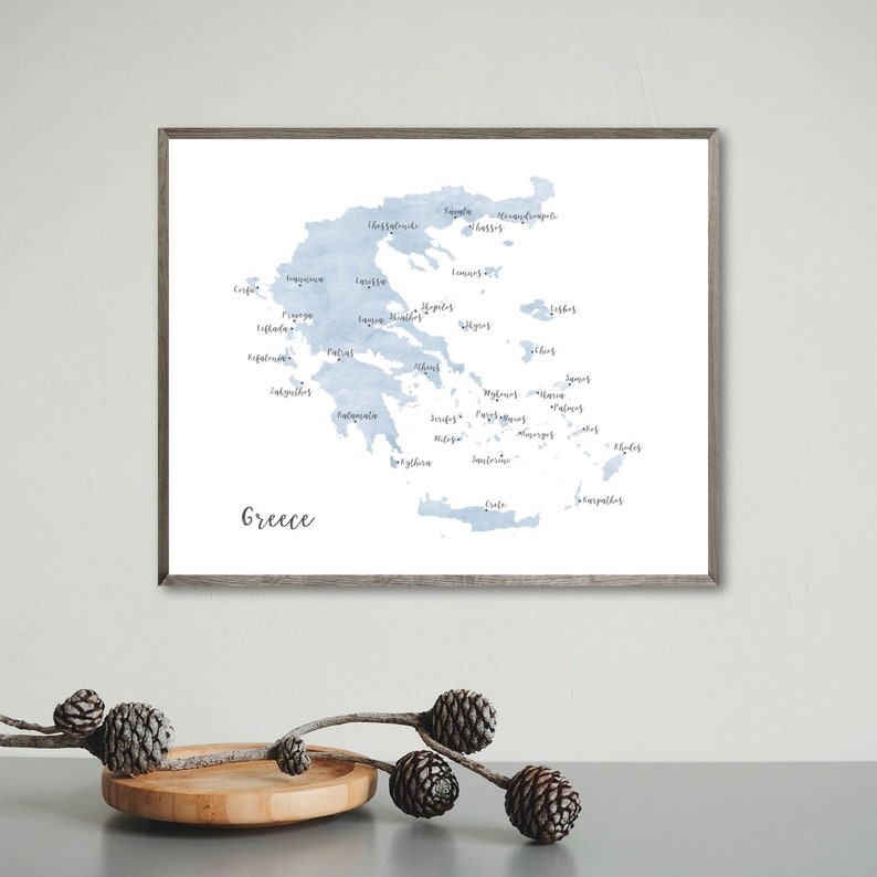 Greece Map-Greek Island Map Print-Greece Poster-Minimalist | Etsy