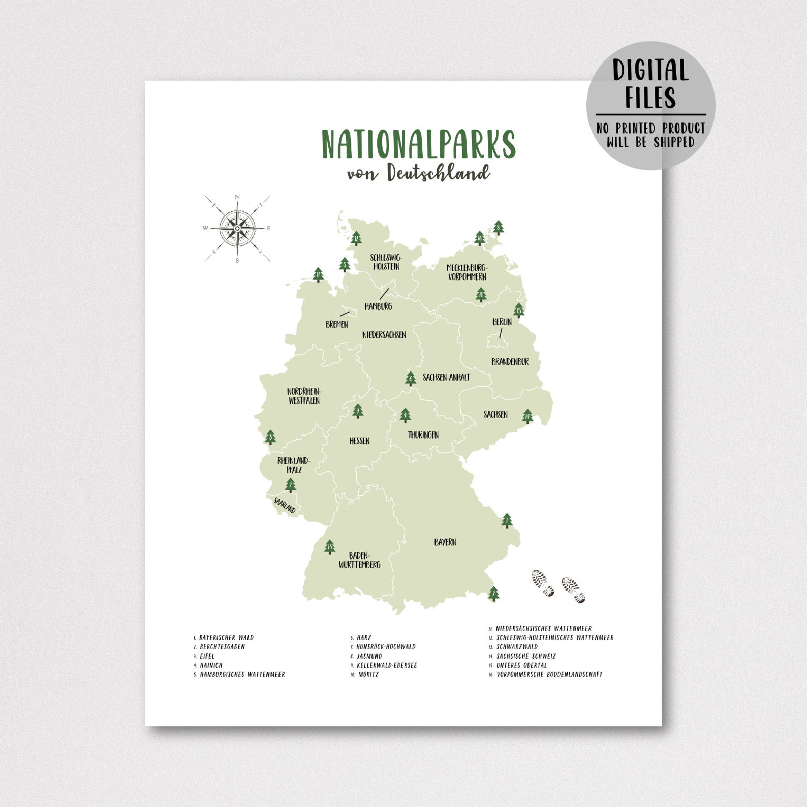 Germany National Parks Map-germany National Parks - Etsy Australia