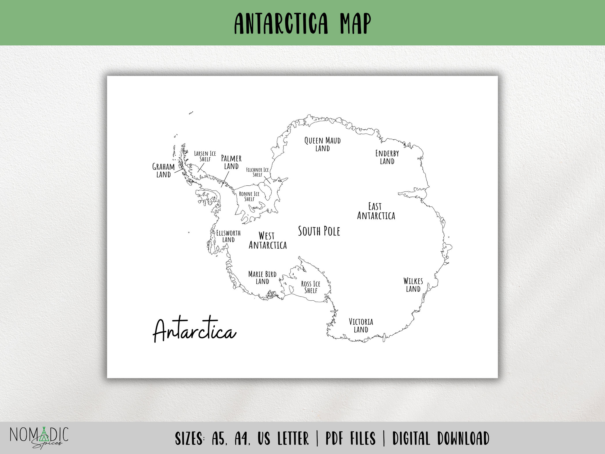 Mapa de la Antártida - Mapa etiquetado de la Antártida - Insertar para ...