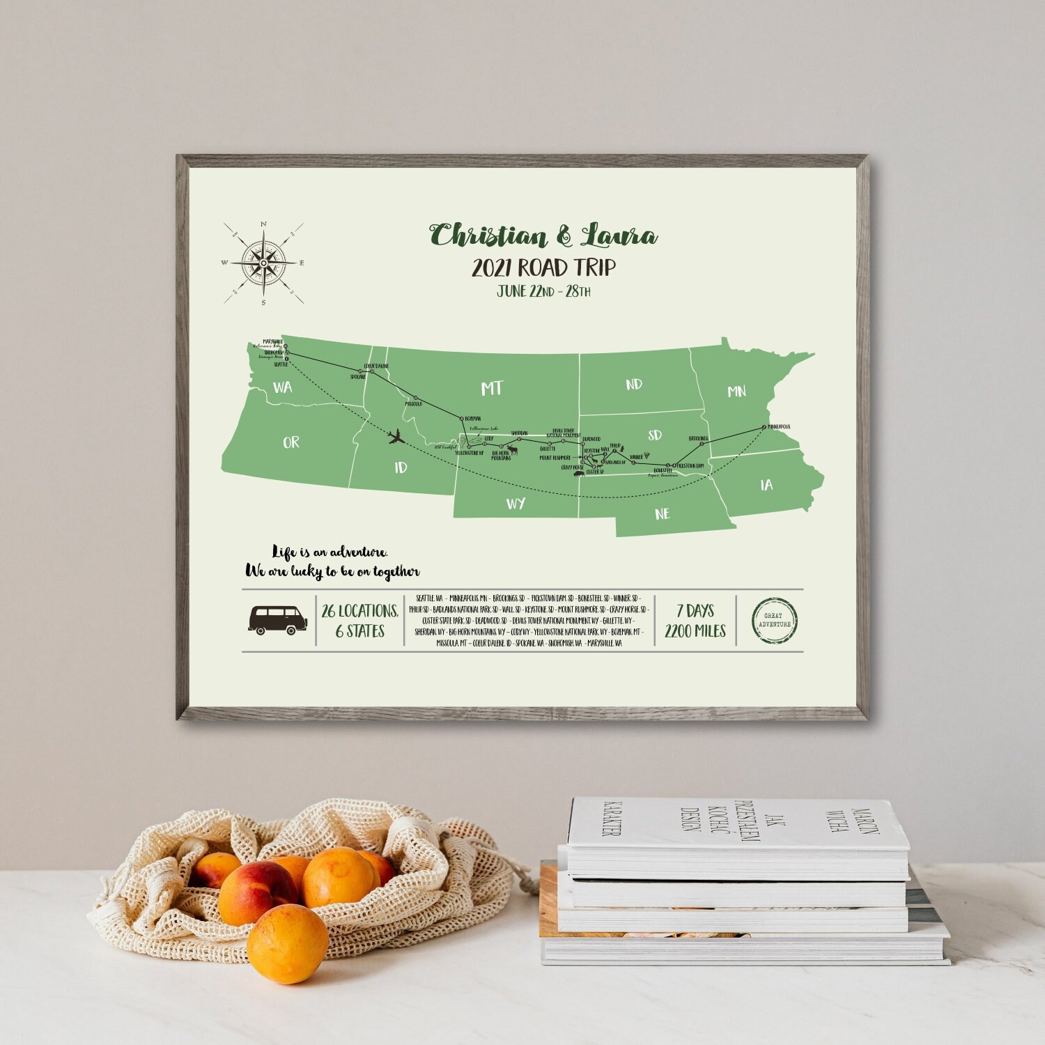 Personalized Travel Map-usa Road Trip Map-your Travel | Etsy