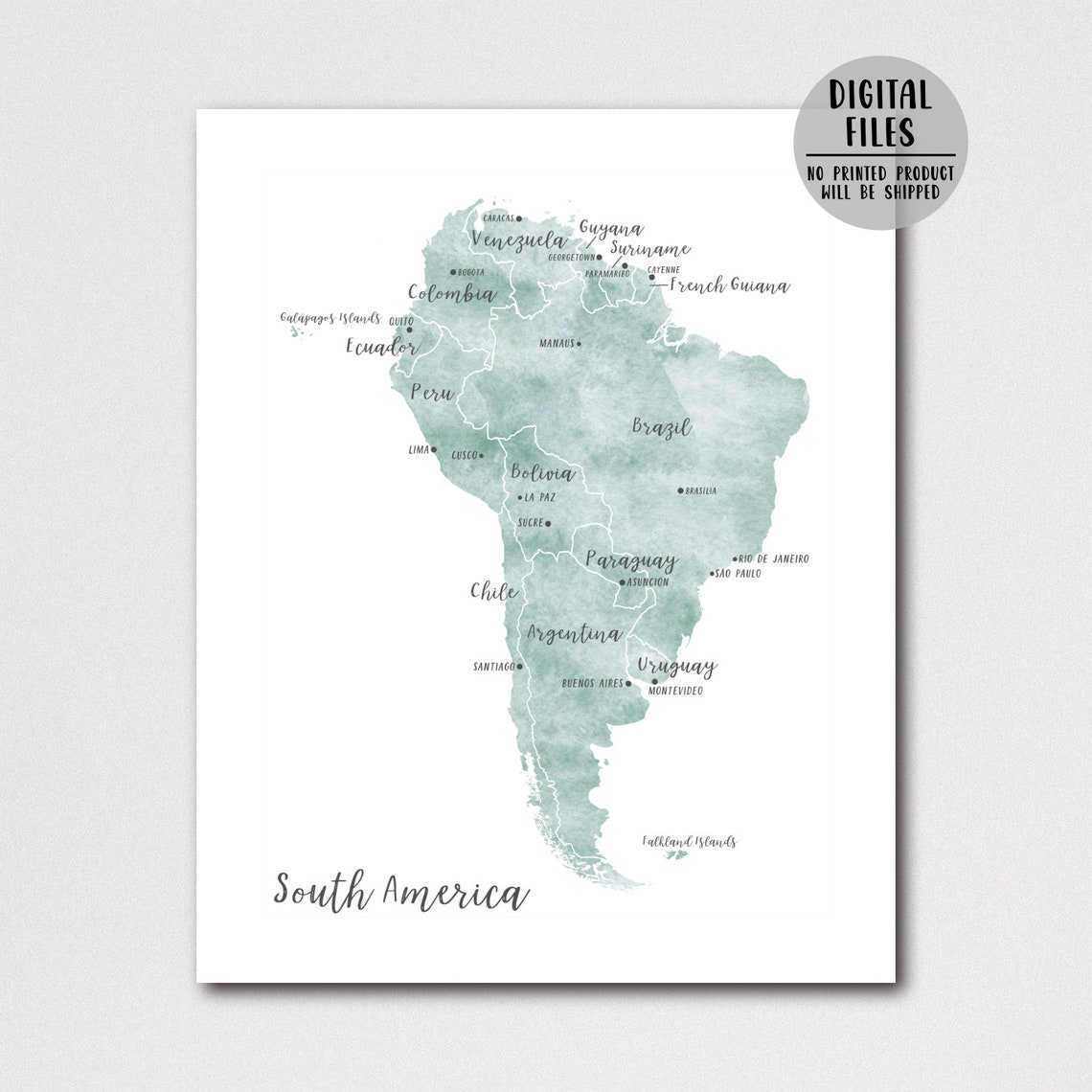 South America Map-south America Poster-minimalist Map - Etsy
