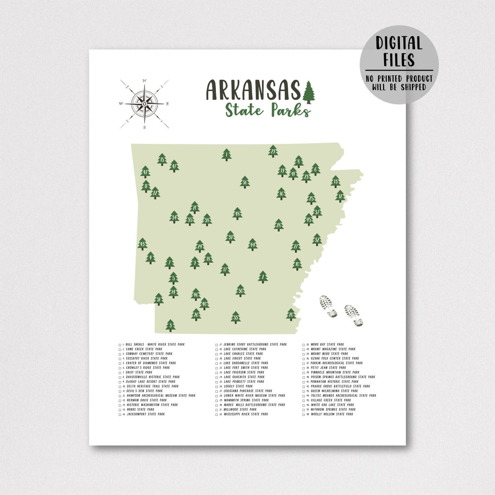 Arkansas State Parks Map Print-arkansas State Parks | Etsy