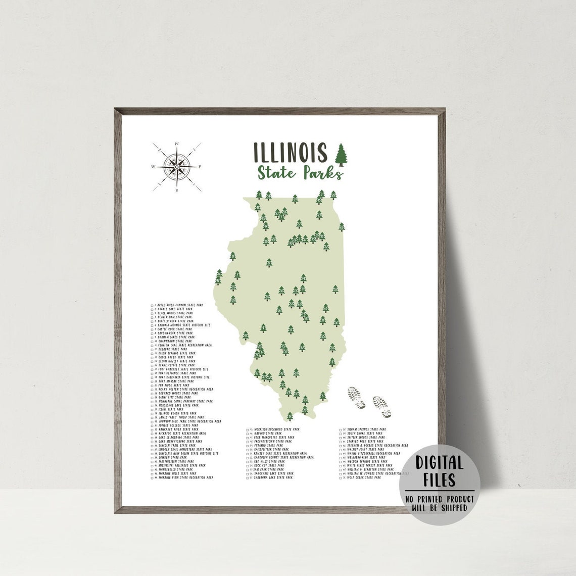 Illinois State Parks Map Print-illinois State Parks - Etsy