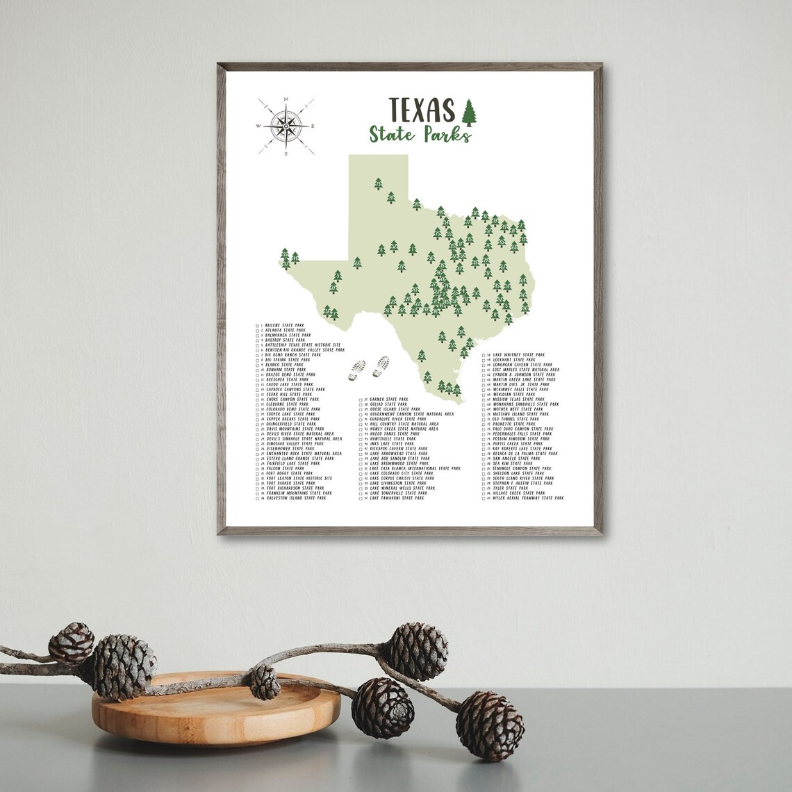 Texas State Parks Map-texas State Parks Checklist-state Parks - Etsy