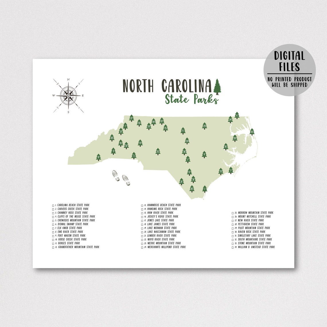 North Carolina State Parks Map-north Carolina State Parks Checklist ...