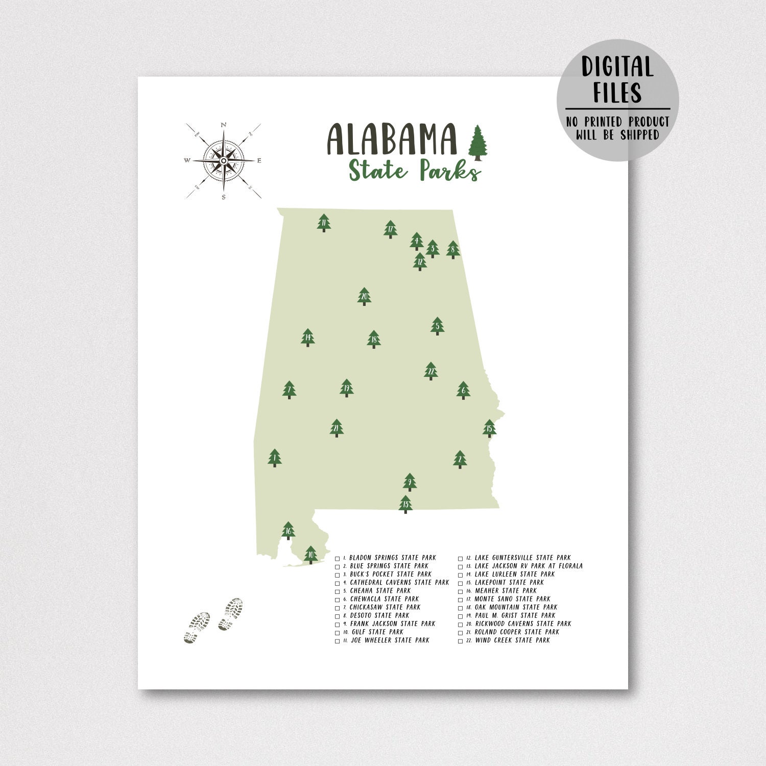 Alabama State Parks Map-state Parks of Alabama Map - Etsy