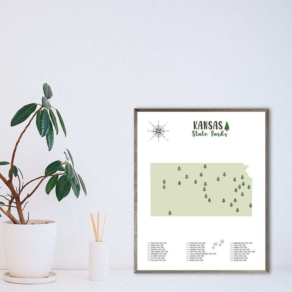 Kansas State Parks Map Print-kansas State Parks | Etsy