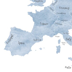 Europe Map-europe Poster-minimalist Map Print-watercolor Map Print-gift ...