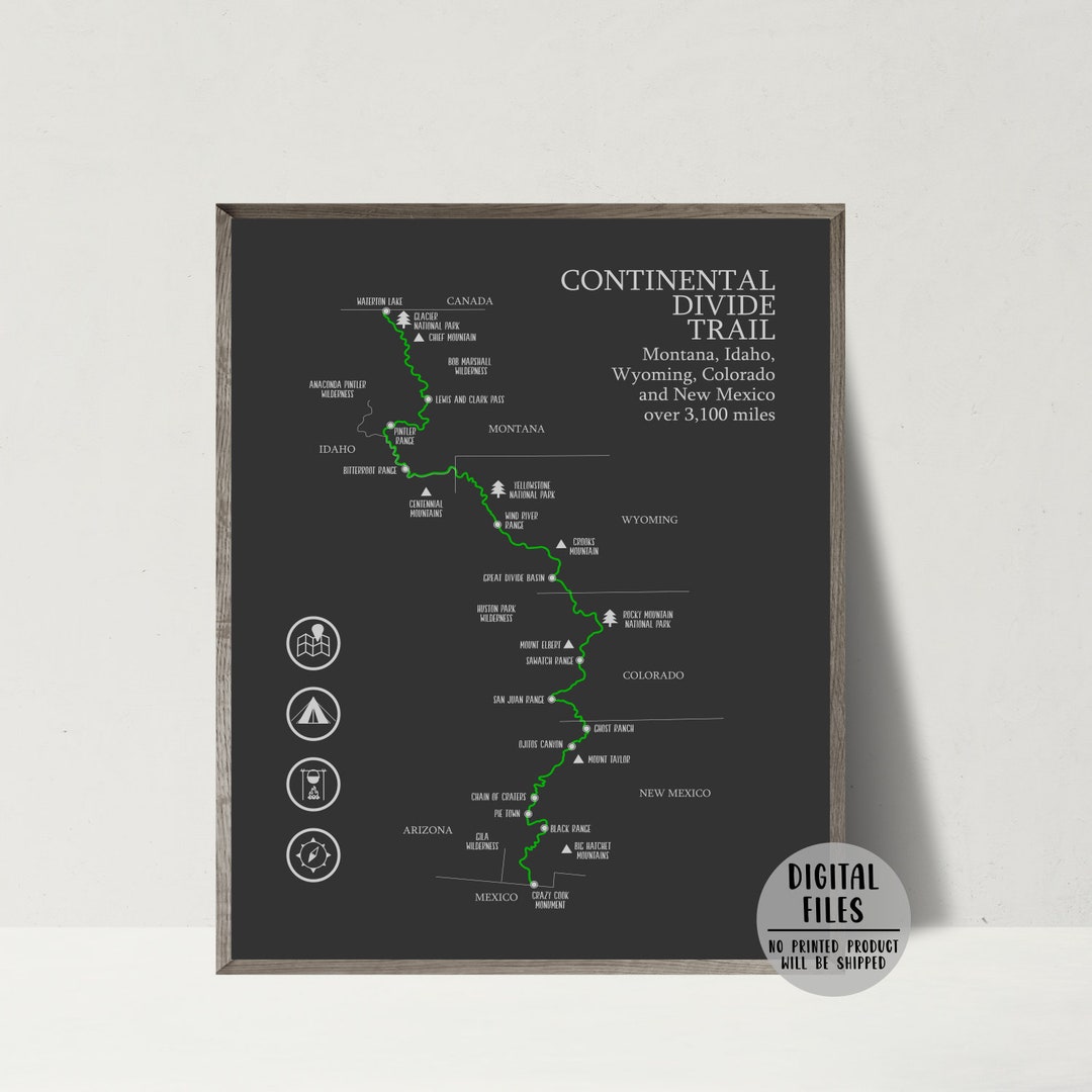 Continental Divide Trail Map-cdt Hiking Map-continental Divide Trail ...
