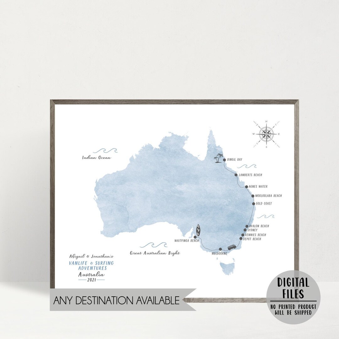 Personalized Australia Road Trip Map-australia Travel Map Print ...