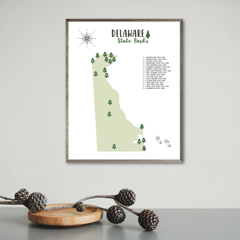 Delaware State Parks Map Print-delaware State Parks Checklist-state ...