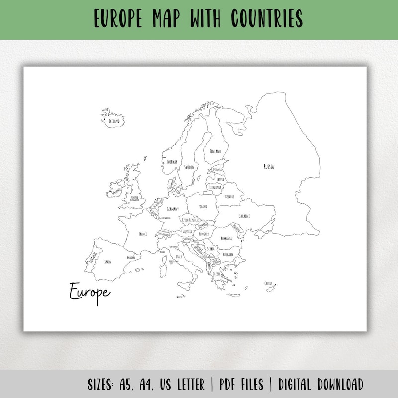 Printable List of European Countries - Etsy