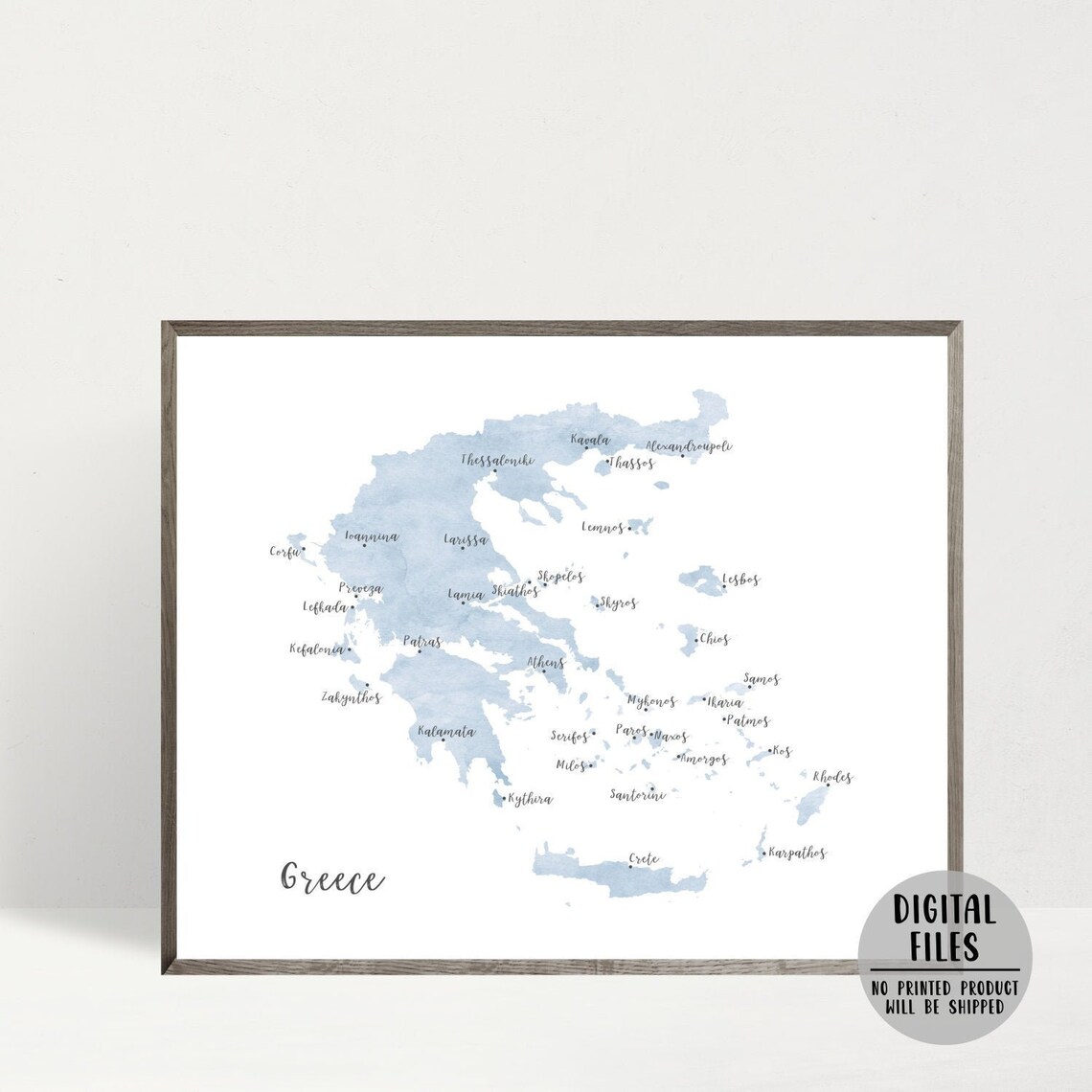 Greece Map-Greek Island Map Print-Greece Poster-Minimalist | Etsy