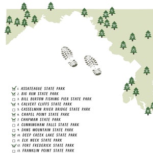 Maryland State Parks Map Print-maryland State Parks Checklist-state ...