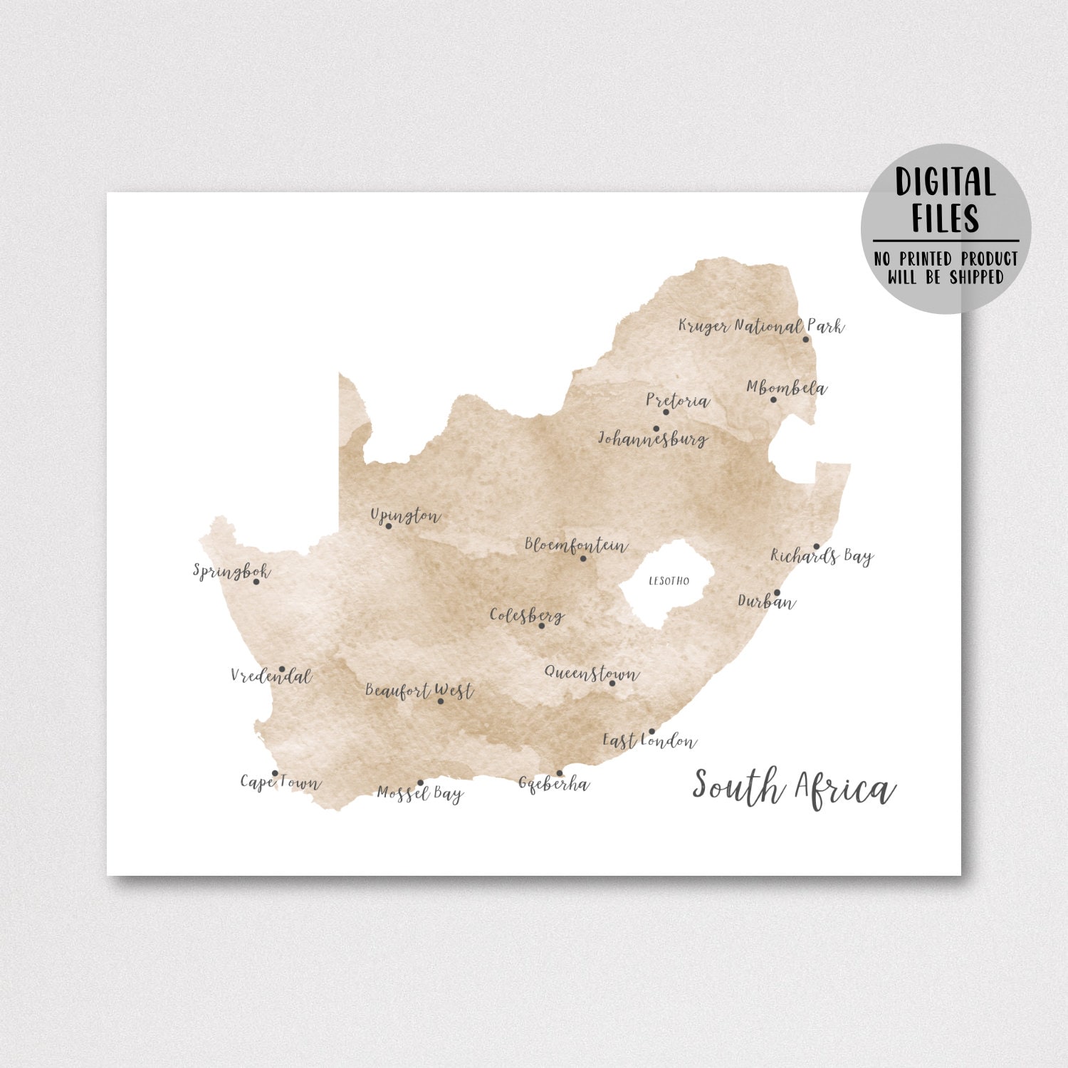 South Africa Map-south Africa Poster-minimalist Map Print-watercolor ...