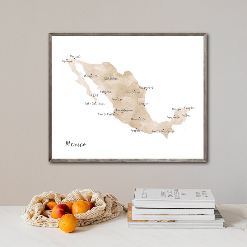 Mexico Map-mexico Poster-minimalist Map Print-watercolor Map - Etsy