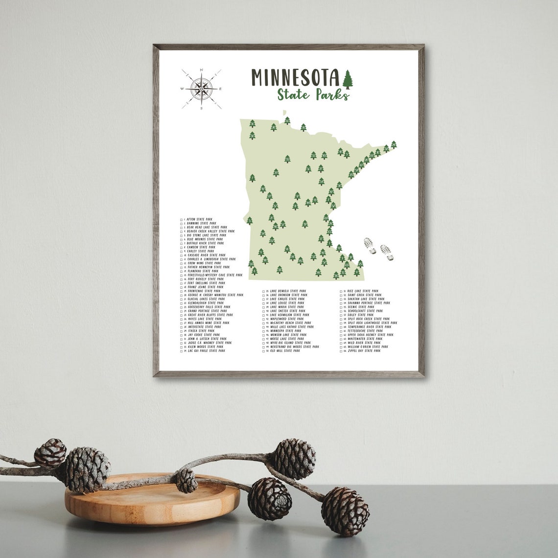 Minnesota State Parks Map Print-minnesota State Parks | Etsy