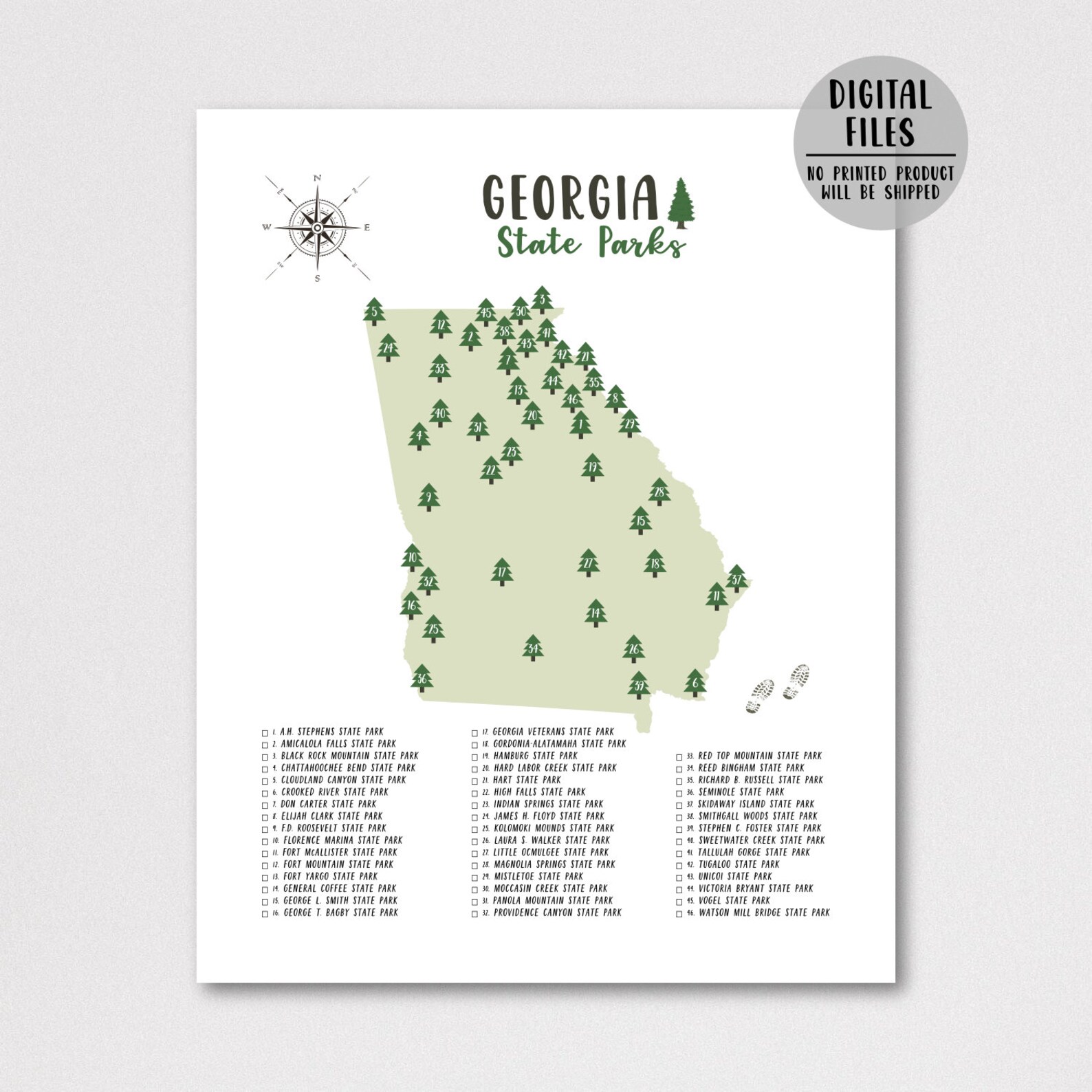 Georgia State Parks Map Print-georgia State Parks - Etsy