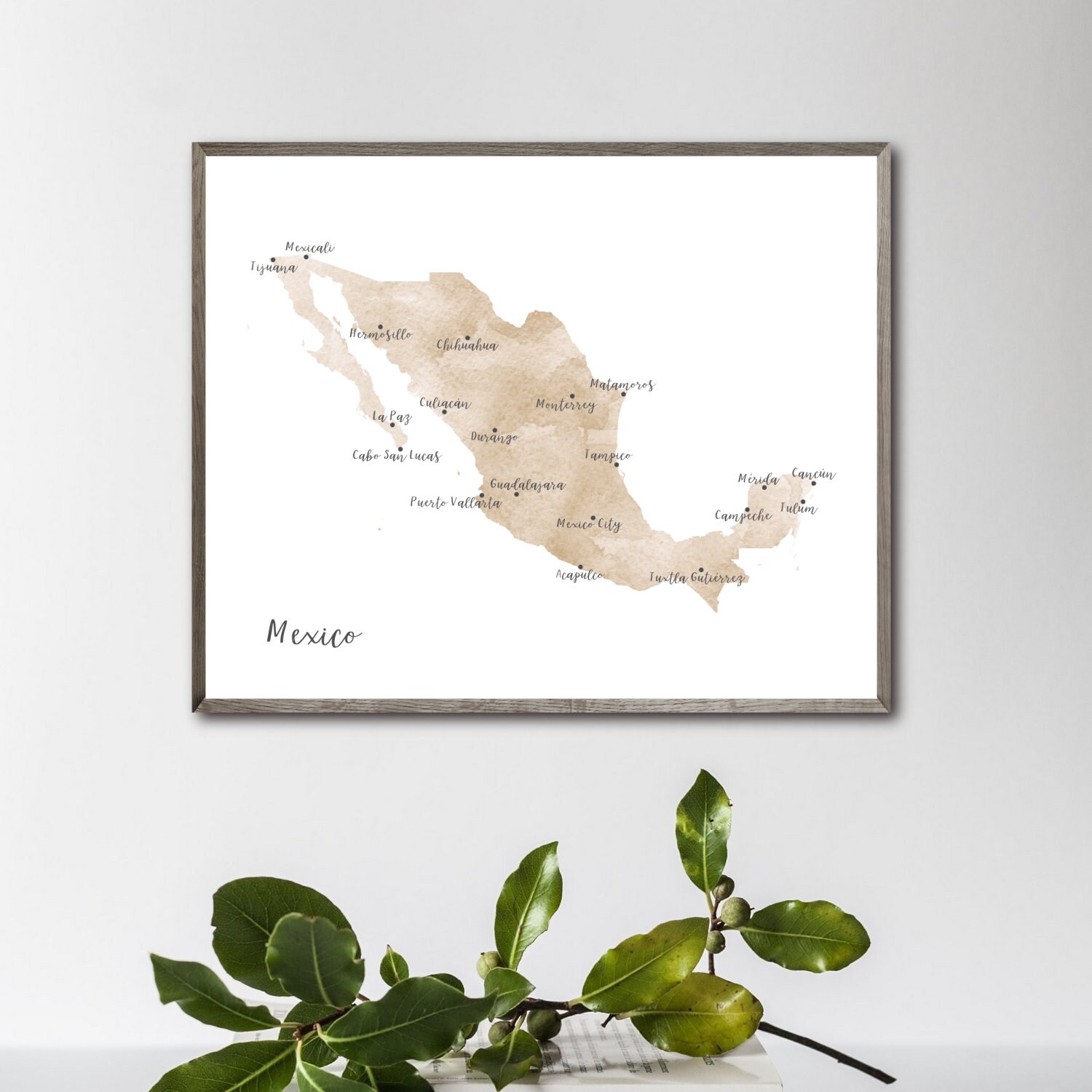 Mexico Map-mexico Poster-minimalist Map Print-watercolor Map Poster ...