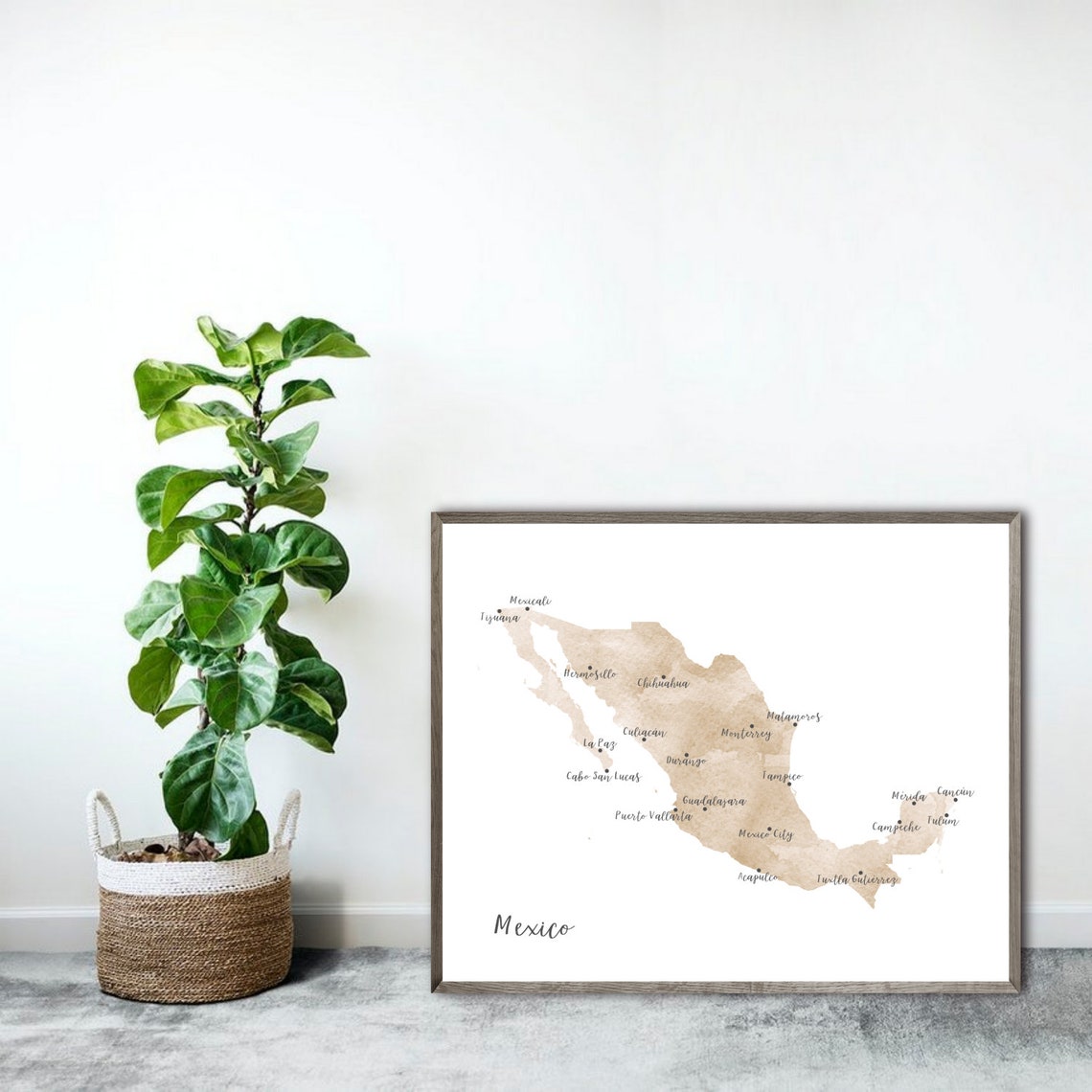 Mexico Map-mexico Poster-minimalist Map Print-watercolor Map Poster ...