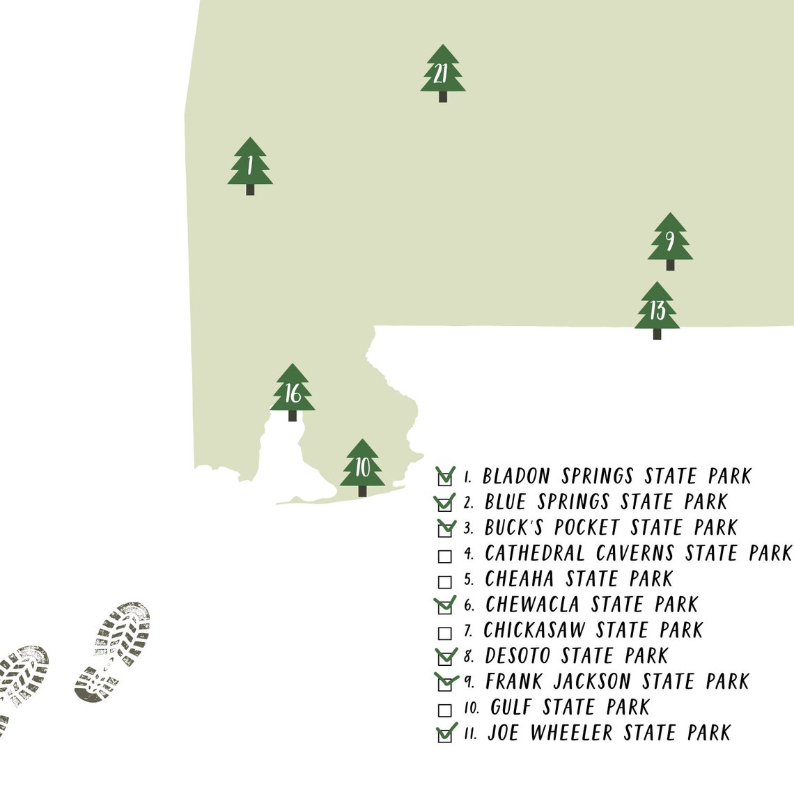 Alabama State Parks Map-state Parks of Alabama Map - Etsy