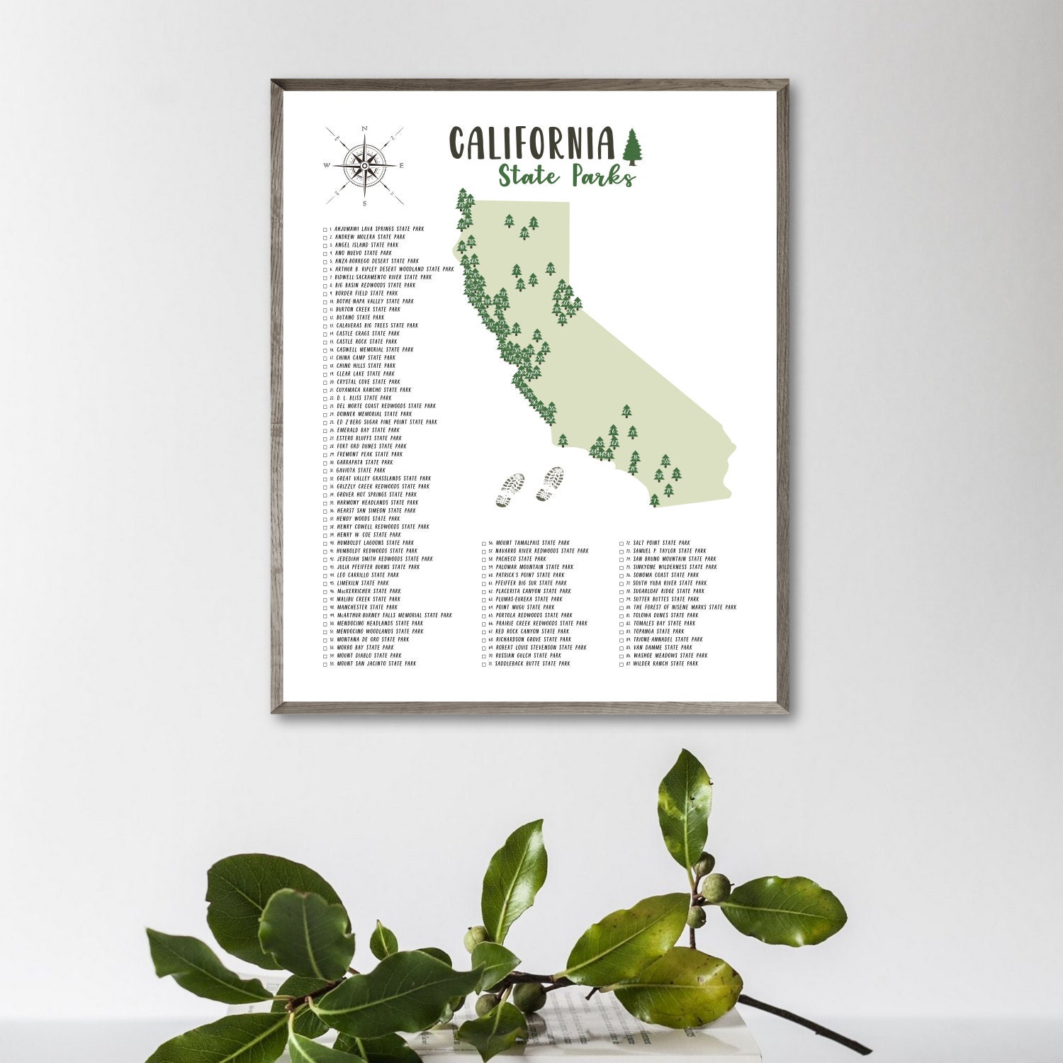 California State Parks Map Print-california State Parks Checklist-state ...