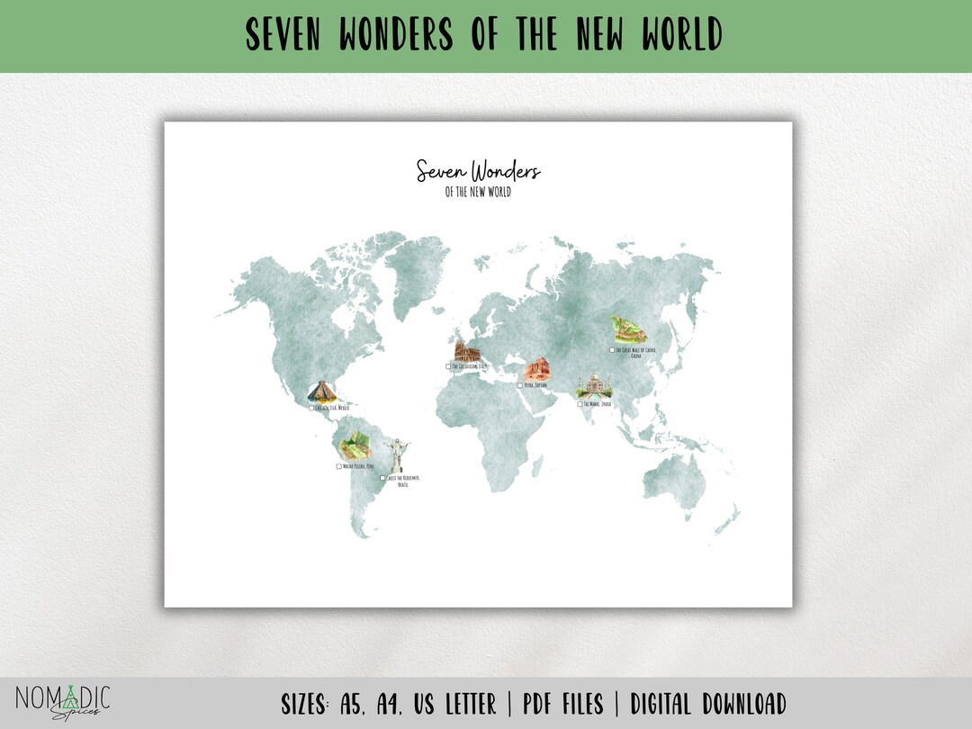 7 Wonders of the Modern World Map-7 World Wonders Bucket Checklist ...