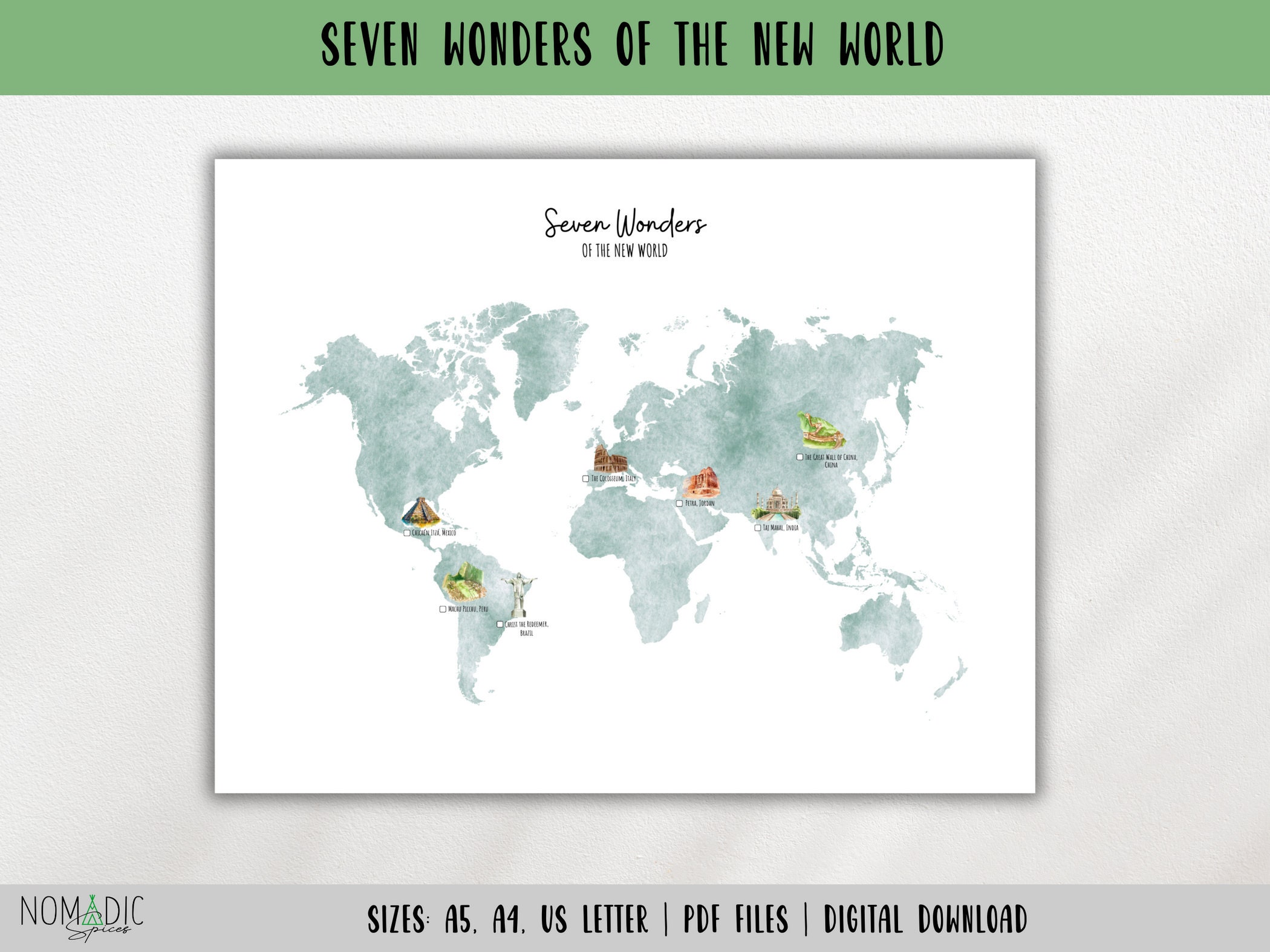 7 Wonders of the Modern World Map-7 World Wonders Bucket Checklist ...