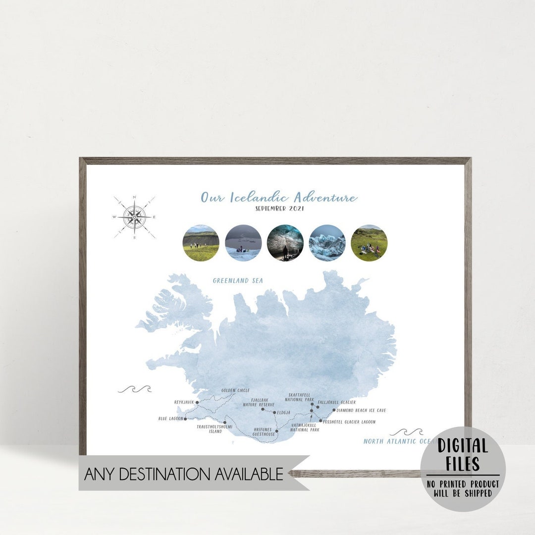 Personalized Iceland Map-iceland Travel Map Print-personalized Map-gift ...