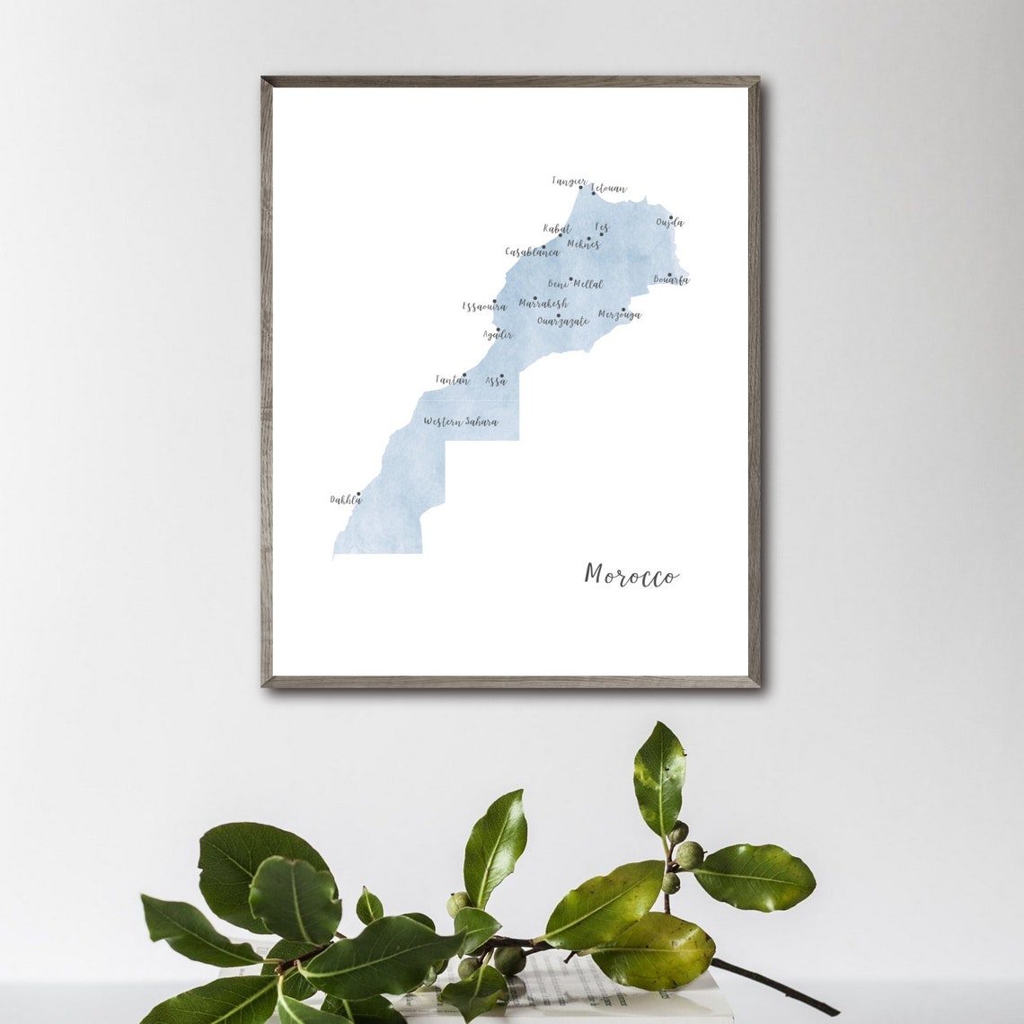 Morocco Map-morocco Poster-minimalist Map Print-watercolor Map Poster ...