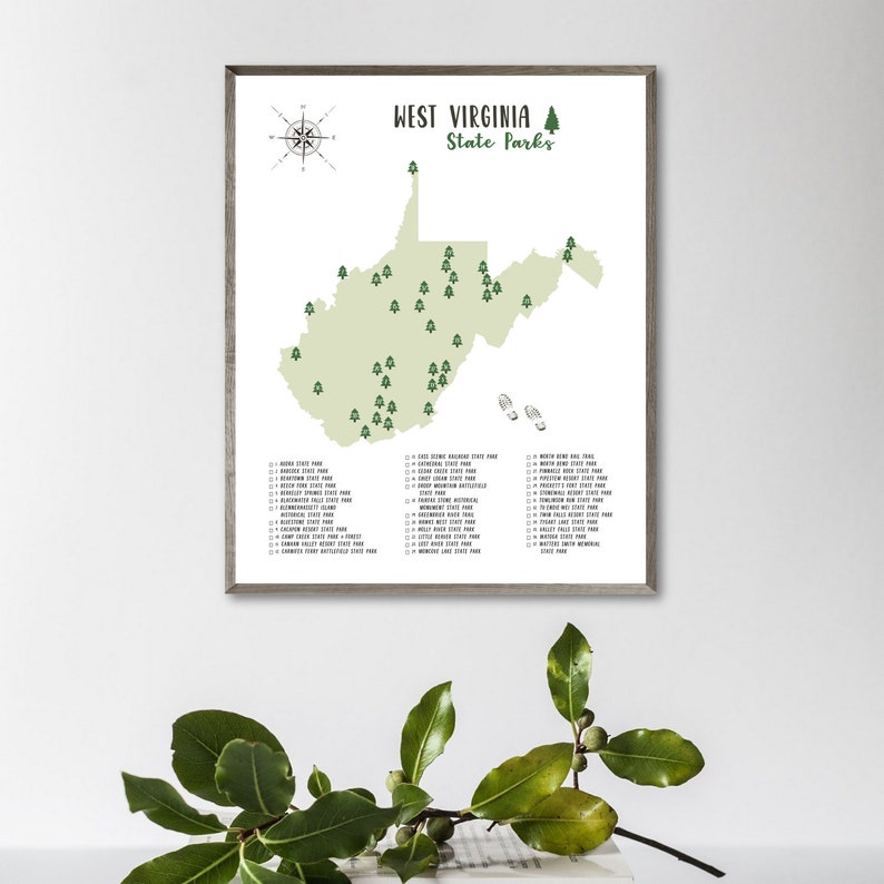 West Virginia State Parks Map Print-west Virginia State Parks - Etsy