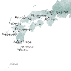 Japan Map - Japan Travel Map - Watercolor Map of Japan - Japan Wall Art ...