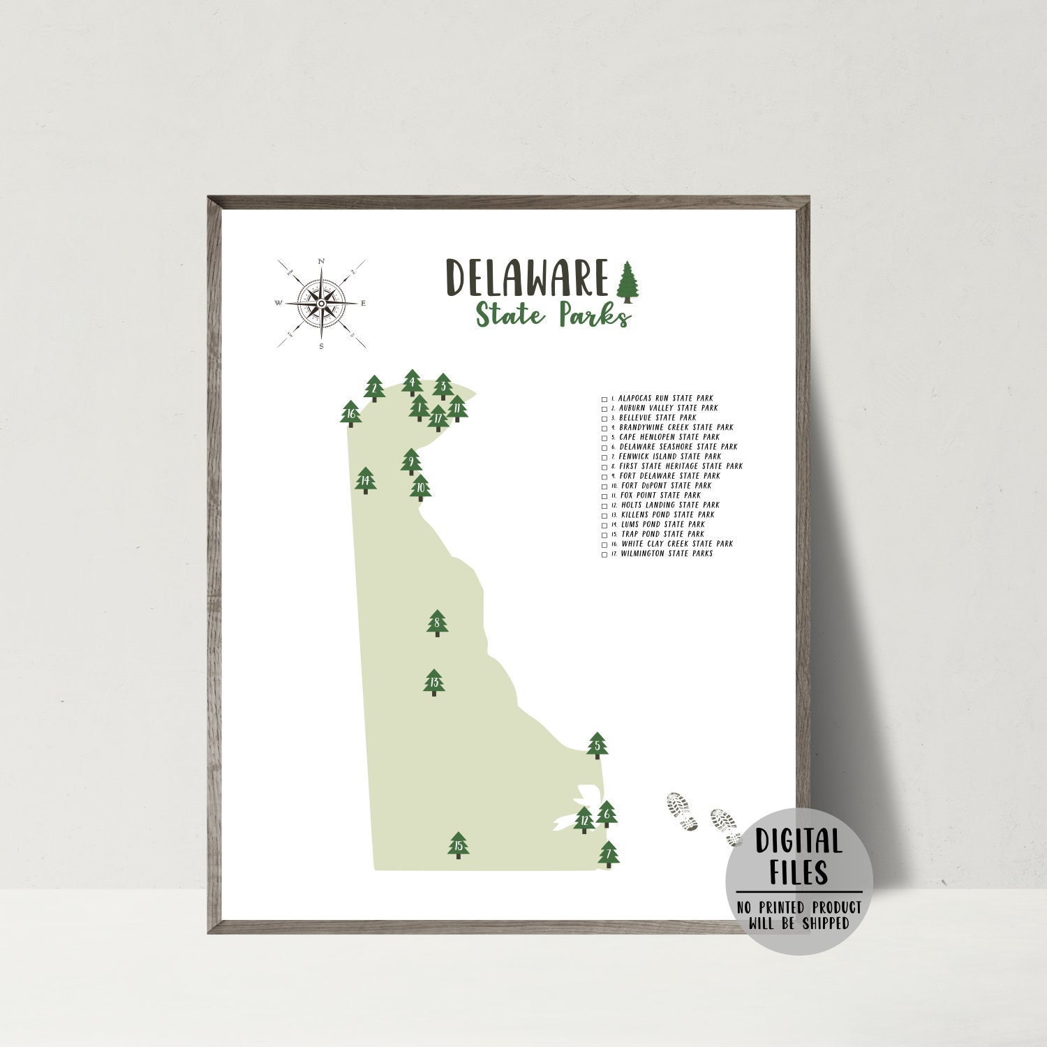 Delaware State Parks Map Print-delaware State Parks - Etsy